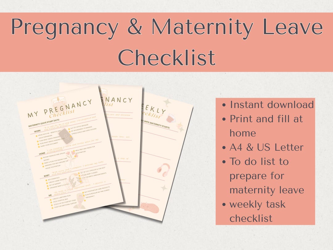Digital Pregnancy & Maternity Leave Checklist | Weekly Tasks Planner ...