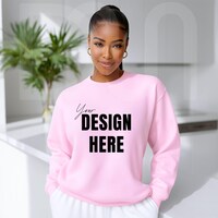 Gildan 18000 Light Pink Back Mockup Oversized Light Pink Hoodie Mockup ...