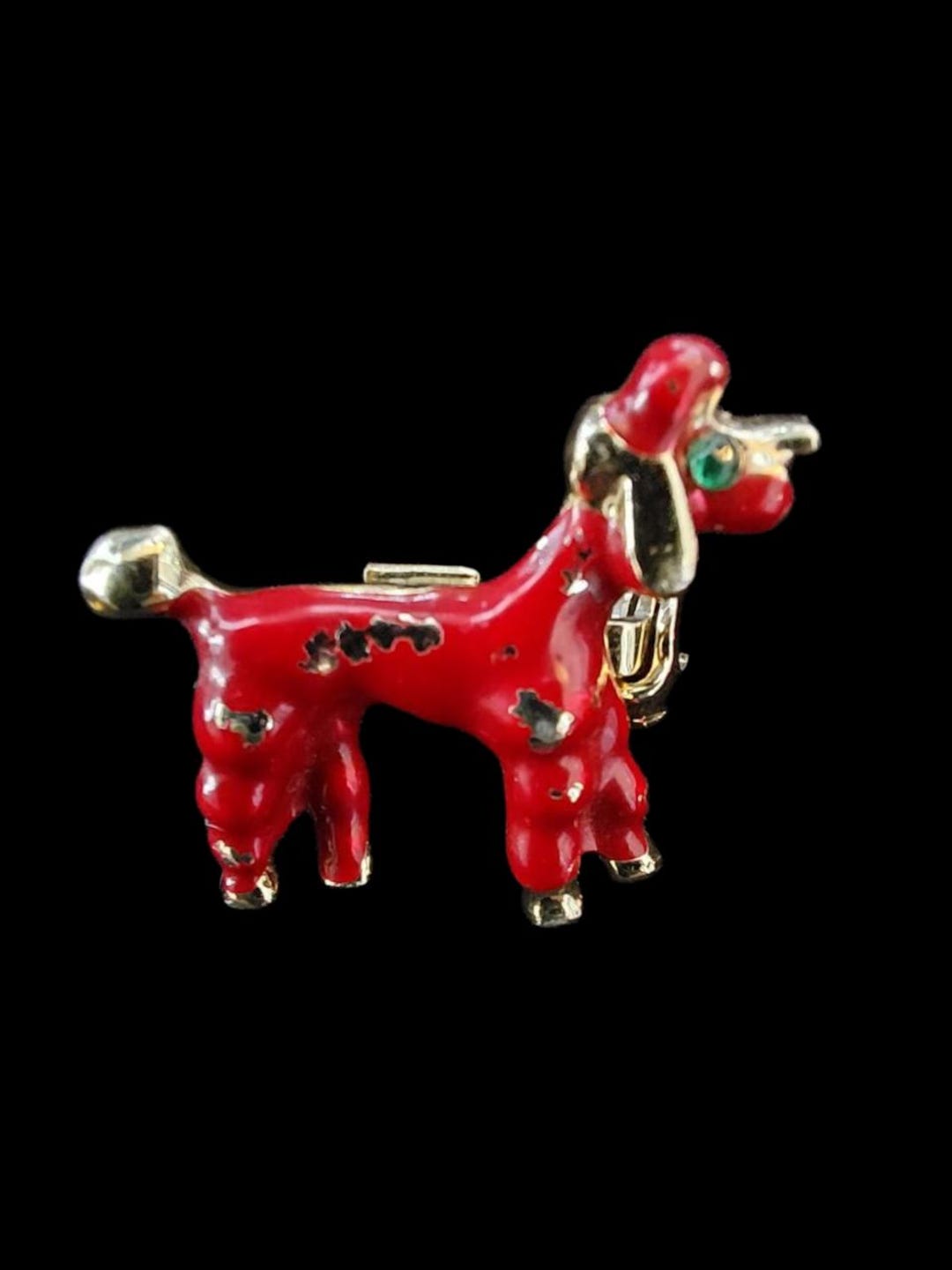 Red Enamel Poodle Brooch - Etsy