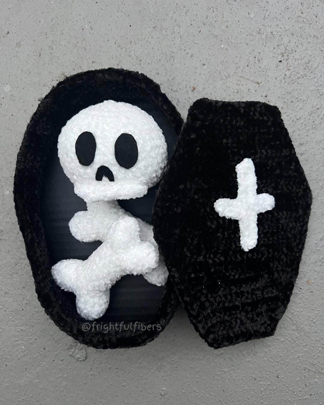Coffin and Bones Crochet Decor, READY TO SHIP, Skeleton Amigurumi ...
