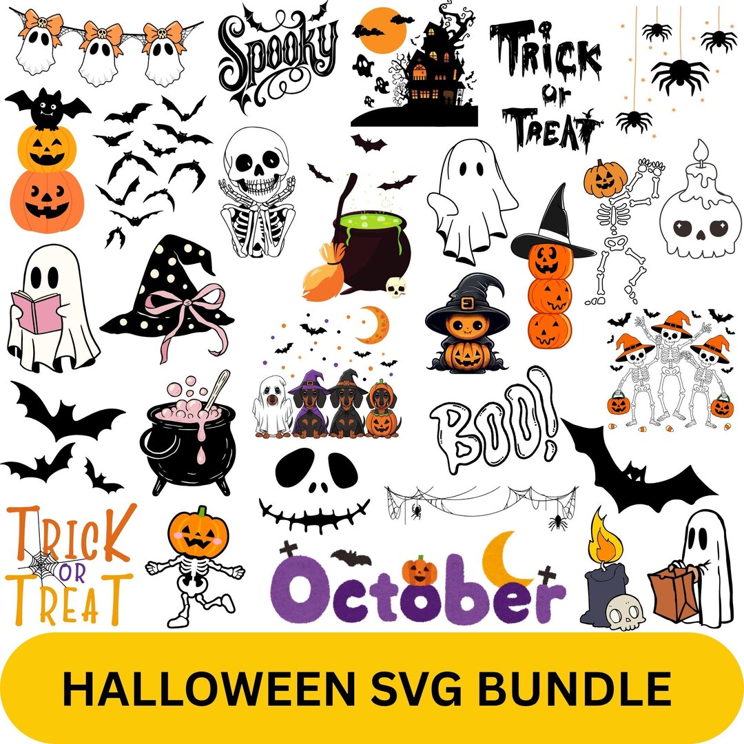 Halloween SVG Bundle: Spooky Clipart Graphics (digital Download) - Etsy