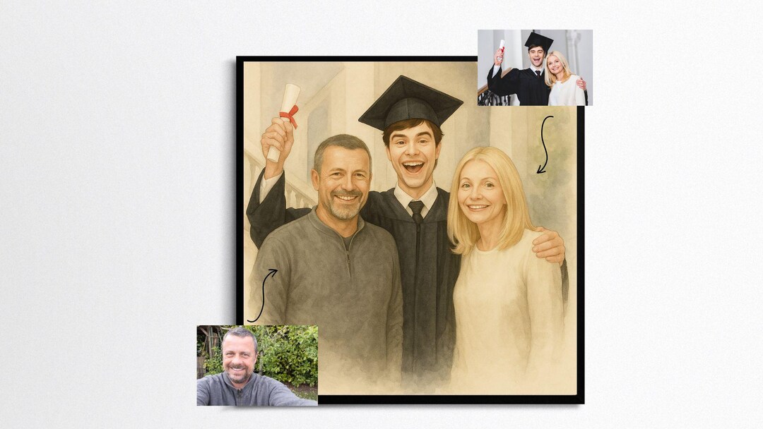 Personalized Watercolor Memorial Portrait – Custom Family Remembrance ...