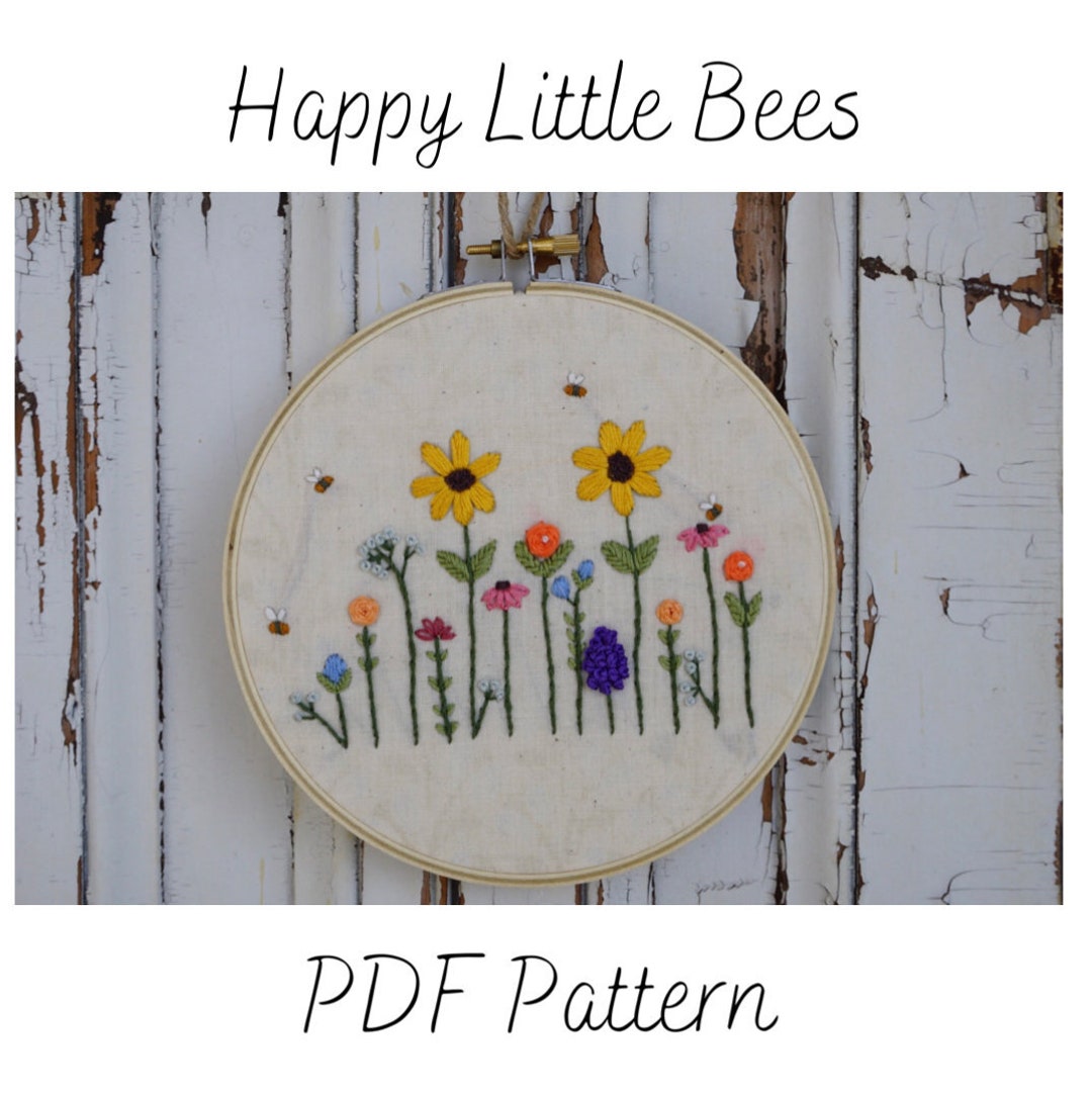 Happy Little Bees Embroidery Pattern PDF / Instant Download / Beginner ...