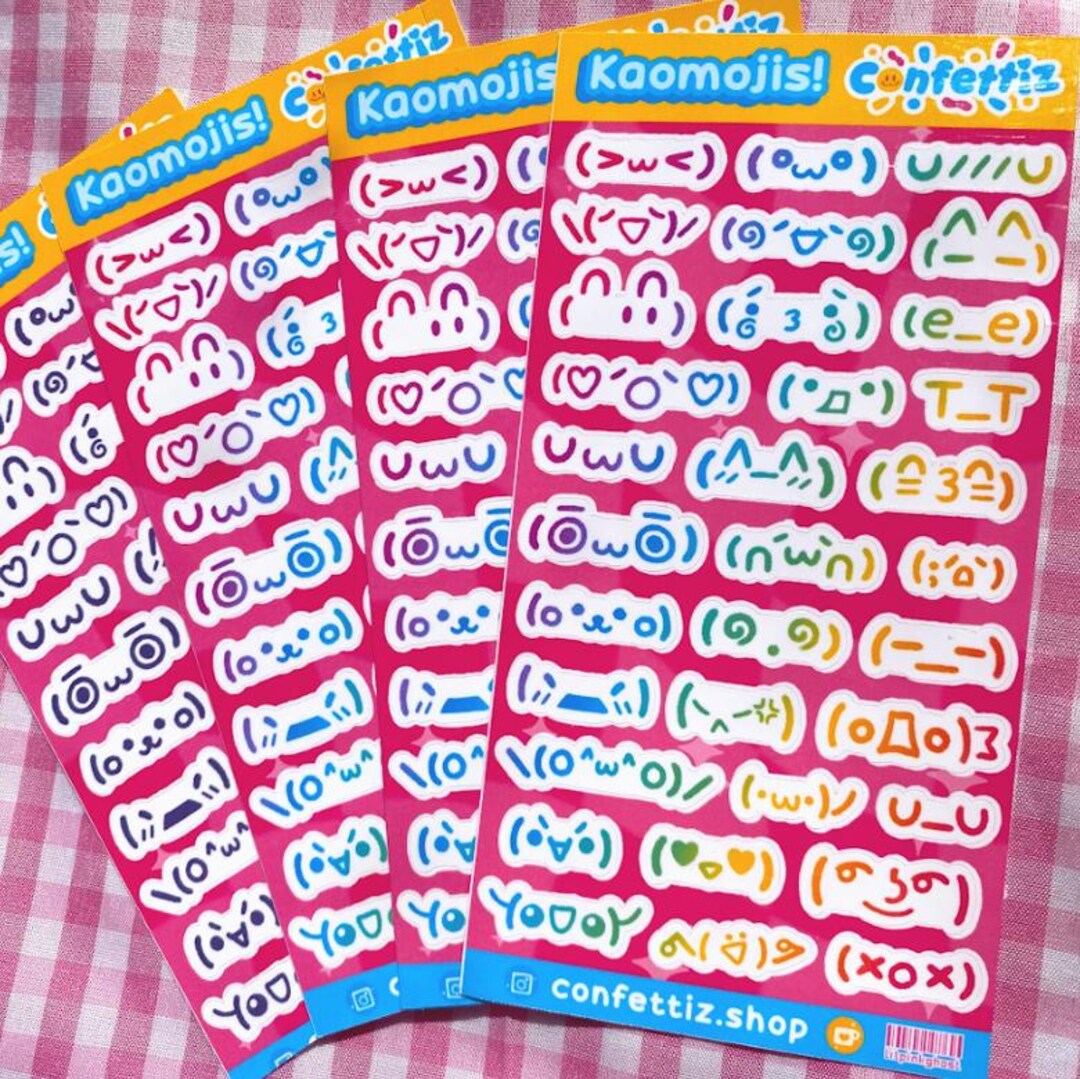 Kaomoji Sticker Sheet – Retro Emoticons, Kawaii Scrapbook Stickers ...