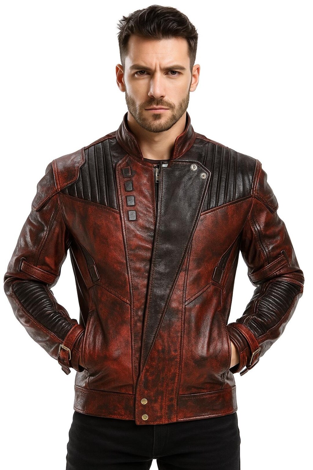 Men’s Maroon Cosplay Jacket | Vintage Superhero Inspired Faux Leather ...