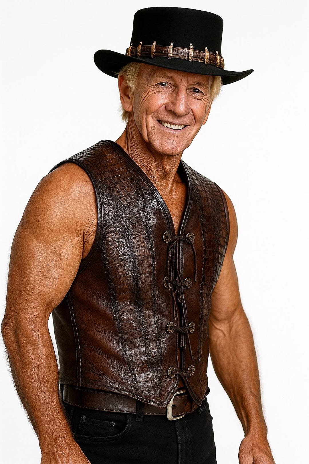 Crocodile Dundee Inspired Vest: Faux Leather Biker Costume - Etsy