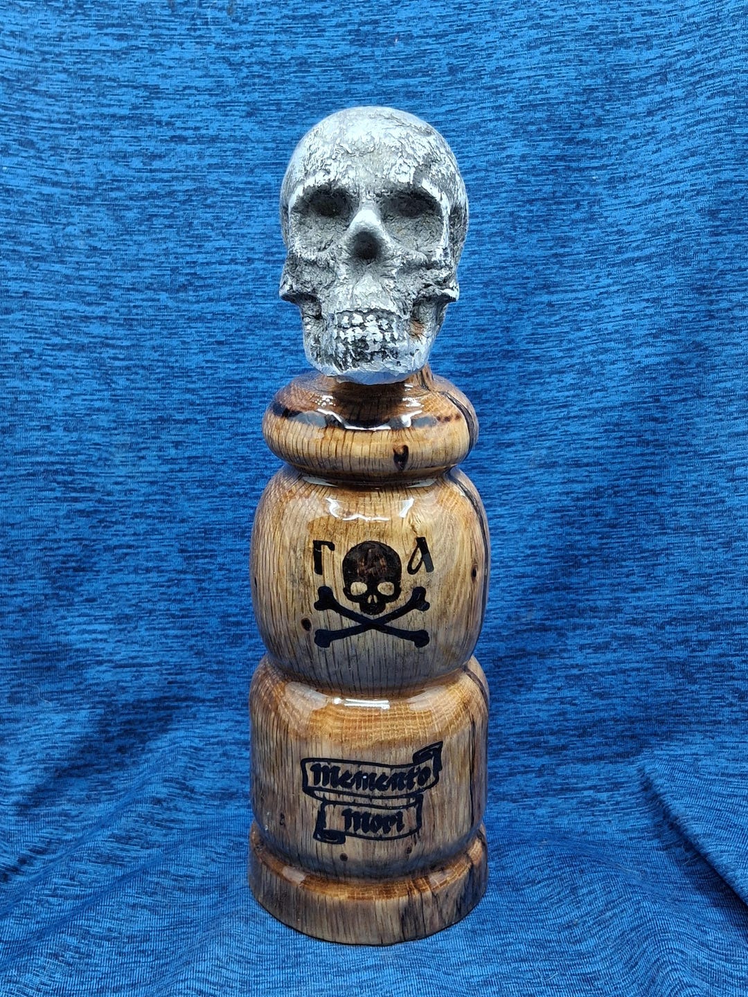 Memento Mori Skull Statuette: Cast Aluminum, Cedar Base - Greek Stoic ...