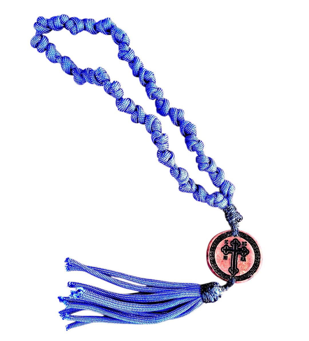33-knot Orthodox Prayer Rope Blue Paracord ICXC NIKA Christ Icon Cherry ...