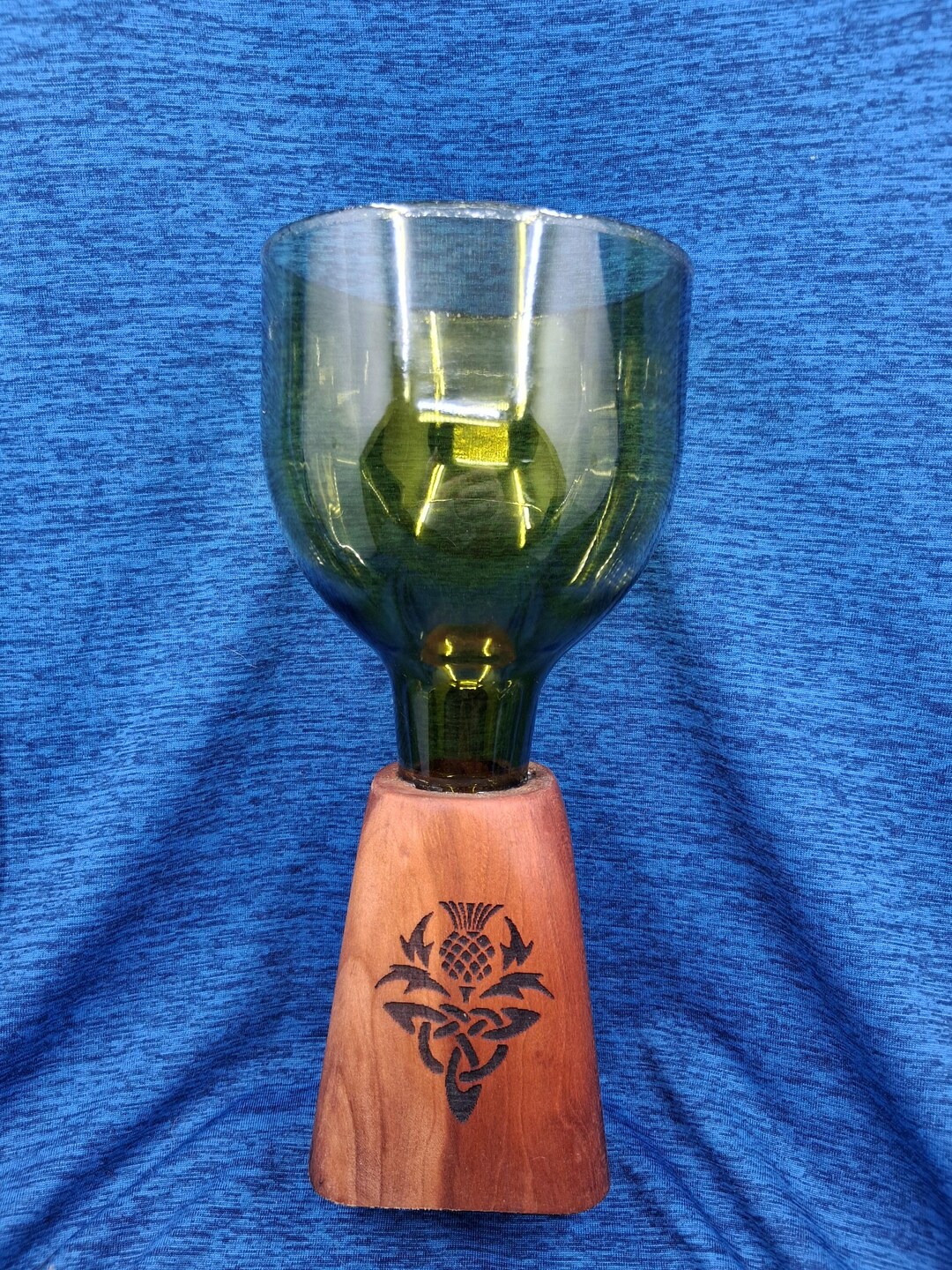 Scottish Thistle Celtic Knot Goblet: Reclaimed Wine Bottle Glass ...