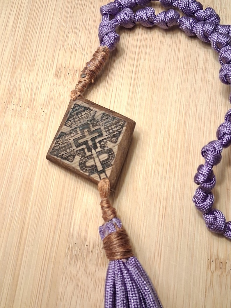 Orthodox Prayer Rope, Oak Wood Ethiopian Cross, 41-knot, Purple ...