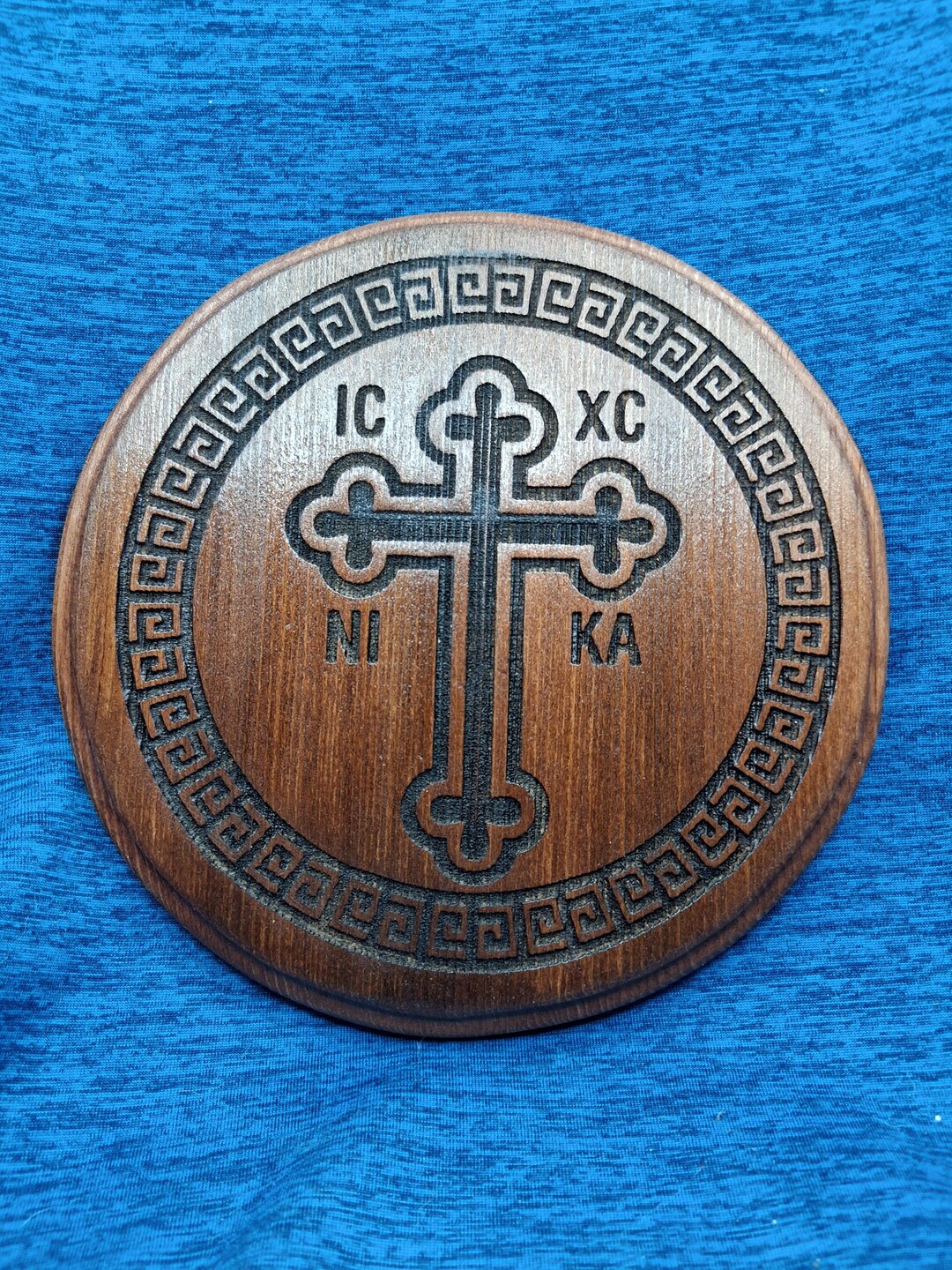 Reclaimed Cedar Orthodox Cross: Laser Burned ICXC NIKA Christogram, 7 ...