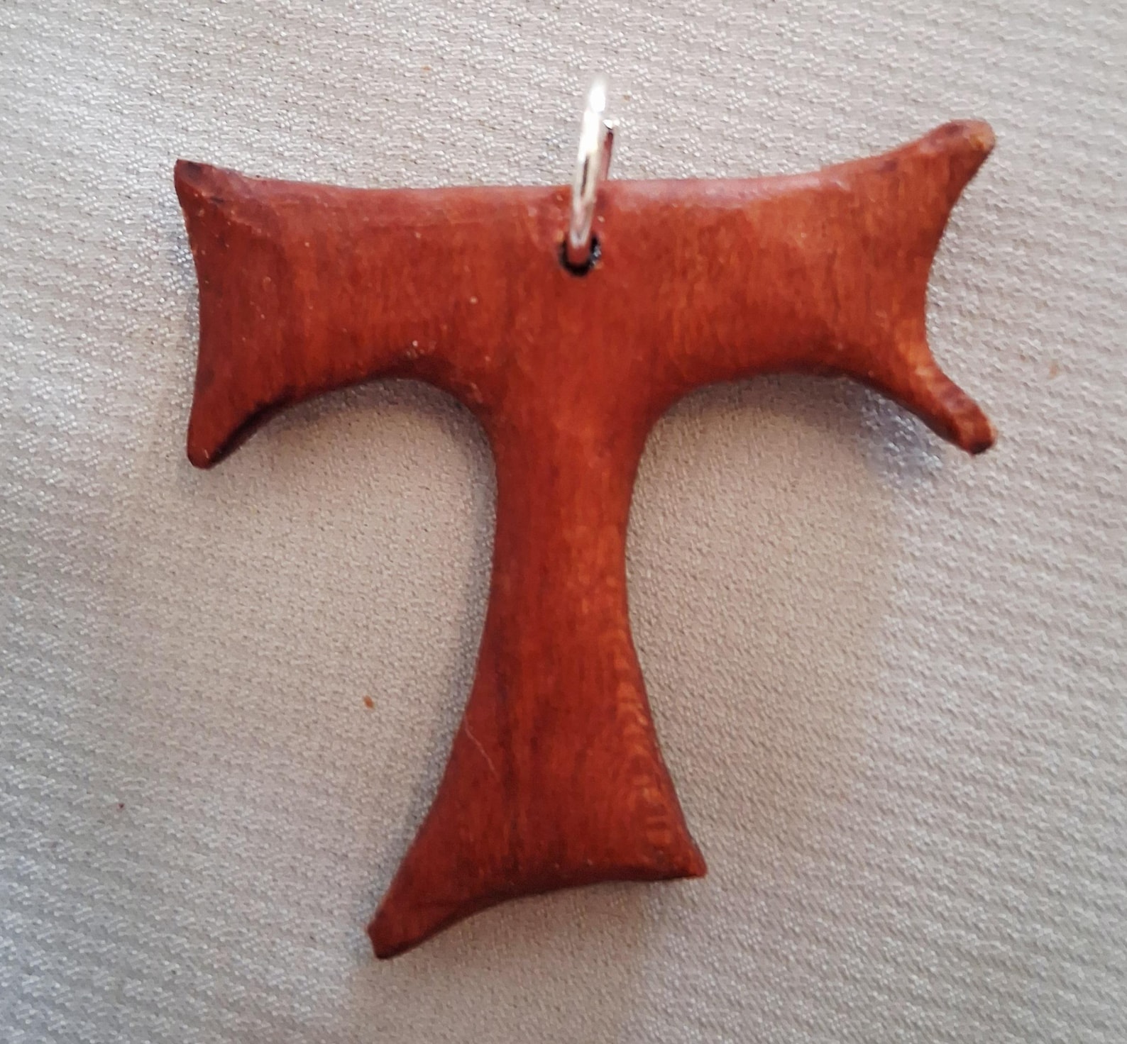 Franciscan Tau Cross, Hand Carved Cherry Wood, Adjustable Lanyard, 1 ...