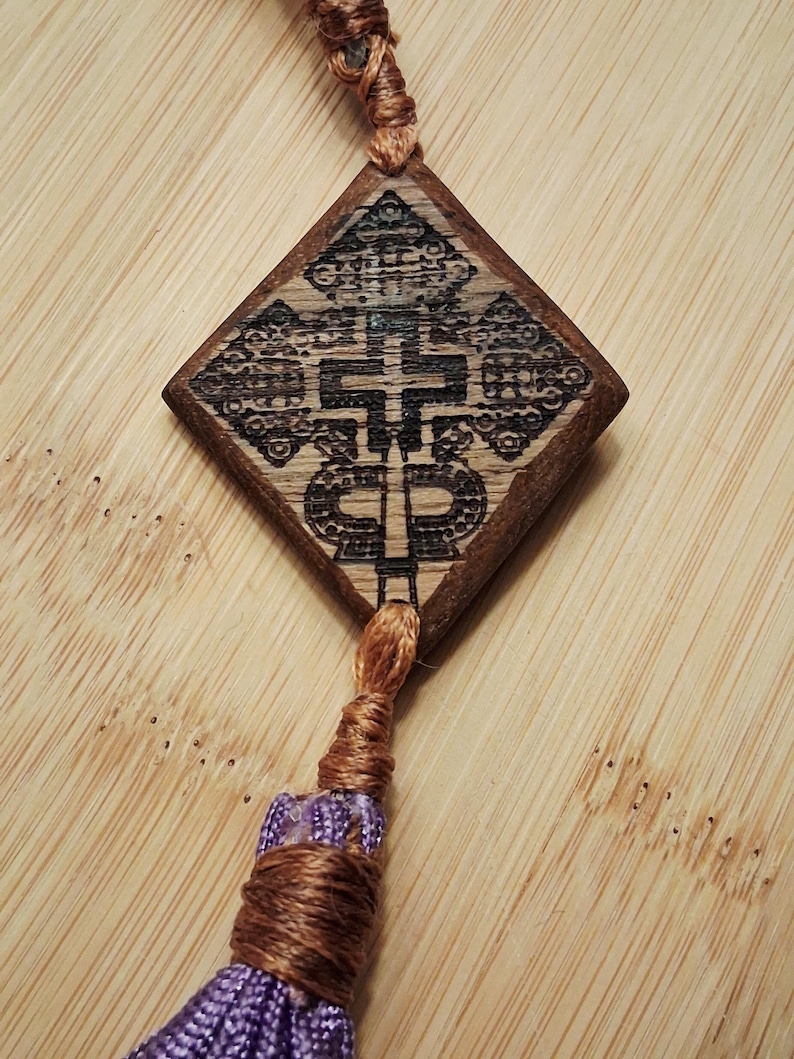 Orthodox Prayer Rope, Oak Wood Ethiopian Cross, 41-knot, Purple ...
