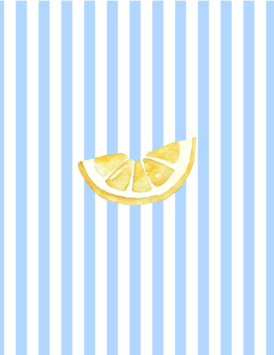 Minimalist Lemon Art Print – Blue Stripe Summer Wall Decor | Italian ...