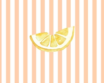 Minimalist Lemon Art Print – Blue Stripe Summer Wall Decor | Italian ...