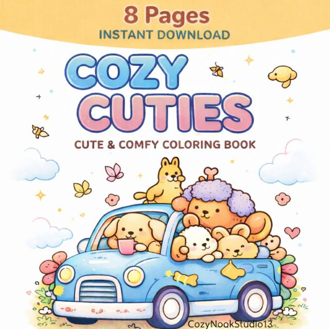 Cozy Cuties – Kawaii Animal Coloring Book | 8 Cute Printable Pages ...