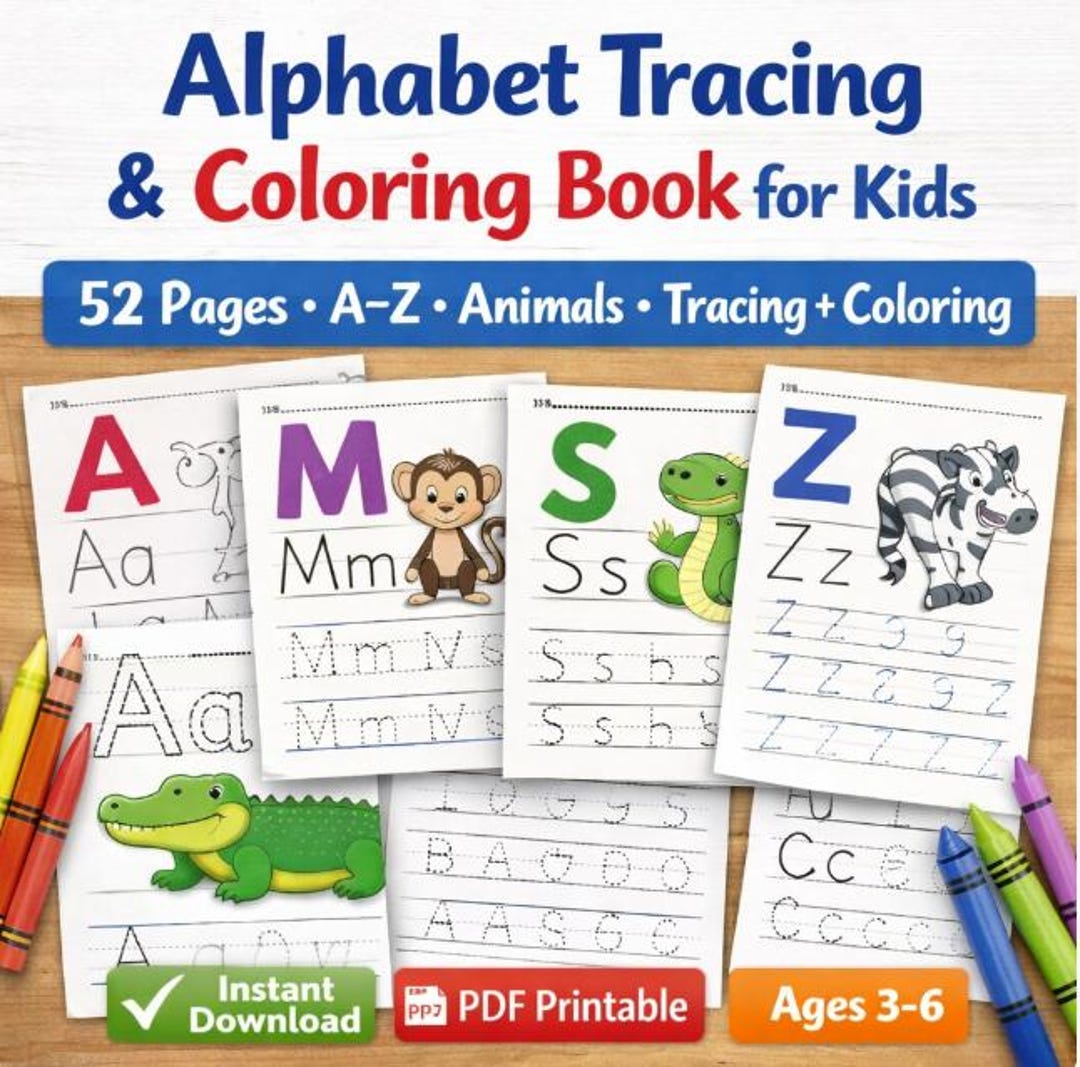 Alphabet Tracing & Coloring Workbook for Kids | ABC Coloring Book ...