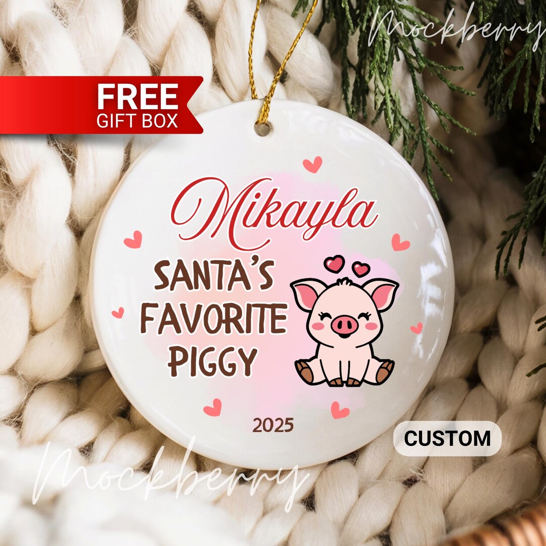 Pink Pig Christmas Ornament 2025 Personalized Piggy Xmas Keepsake ...