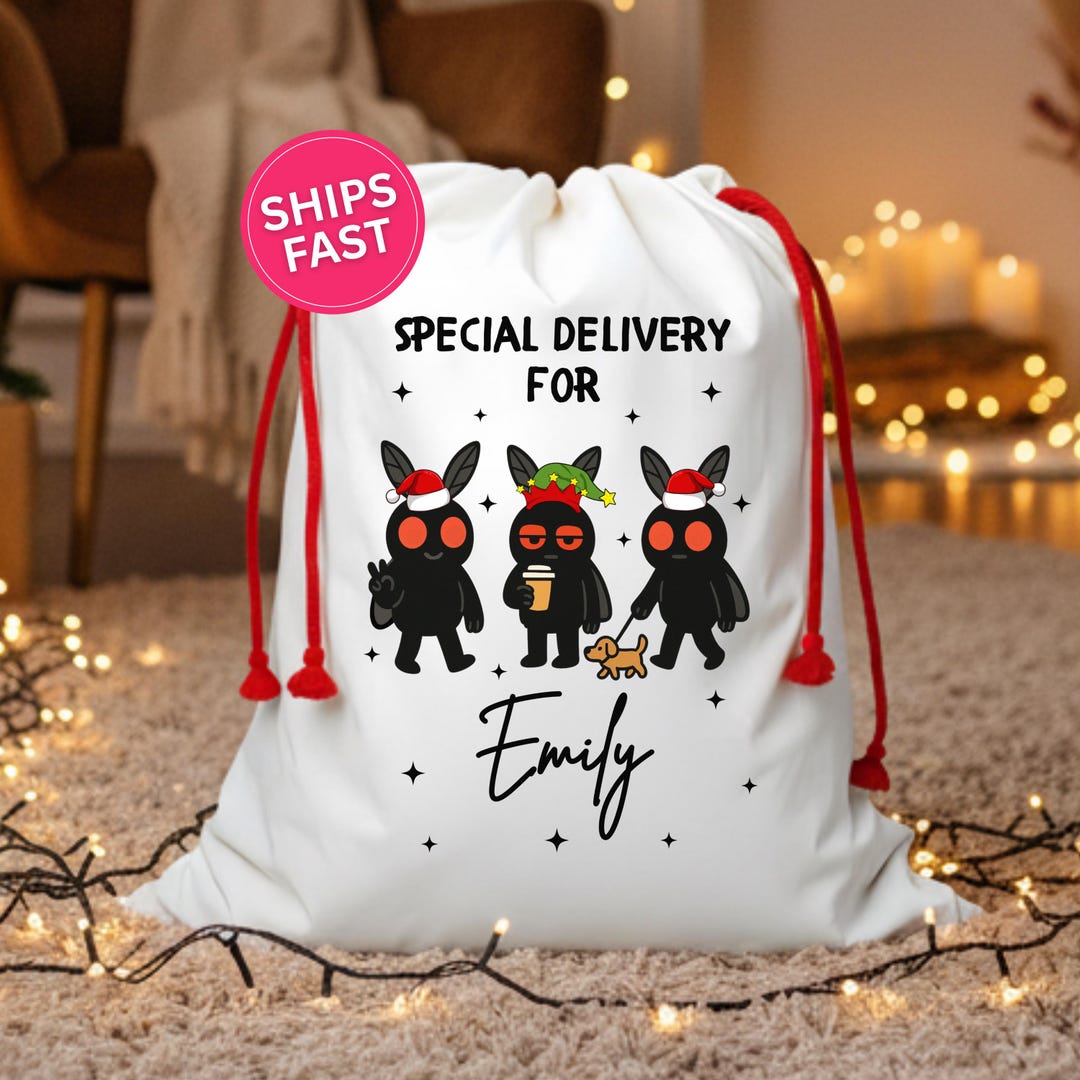 Mothman Funny Santa Bag Adult Large Christmas Sack Bag Personalize ...