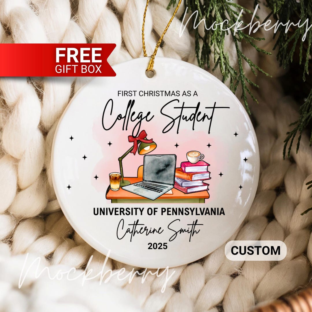 First Year College Ornament Personalize New Freshman College Student ...