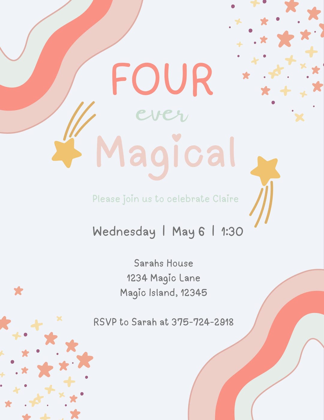 FOUR Ever Magical Birthday Party Invitation - Etsy