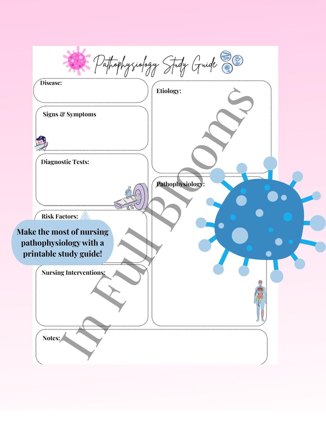 Printable Pathophysiology Study Guide Template - Etsy