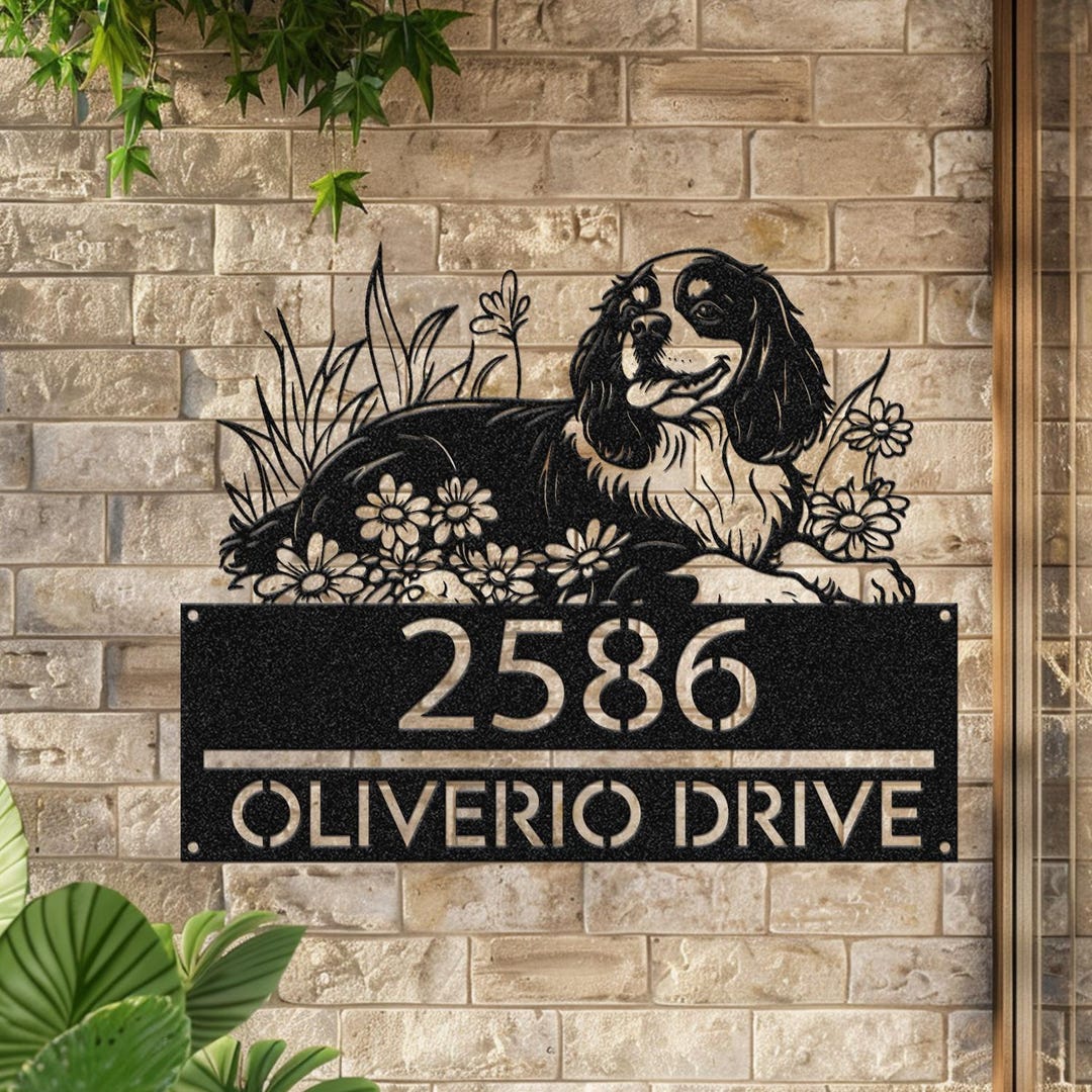 Personalized Cavalier King Charles Spaniel Metal Address Sign, Custom ...