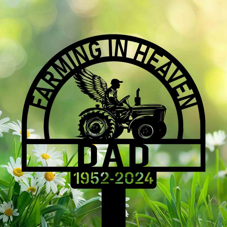 Personalized Farmer Memorial Garden Stake Metal , Farmer Dad Grave ...