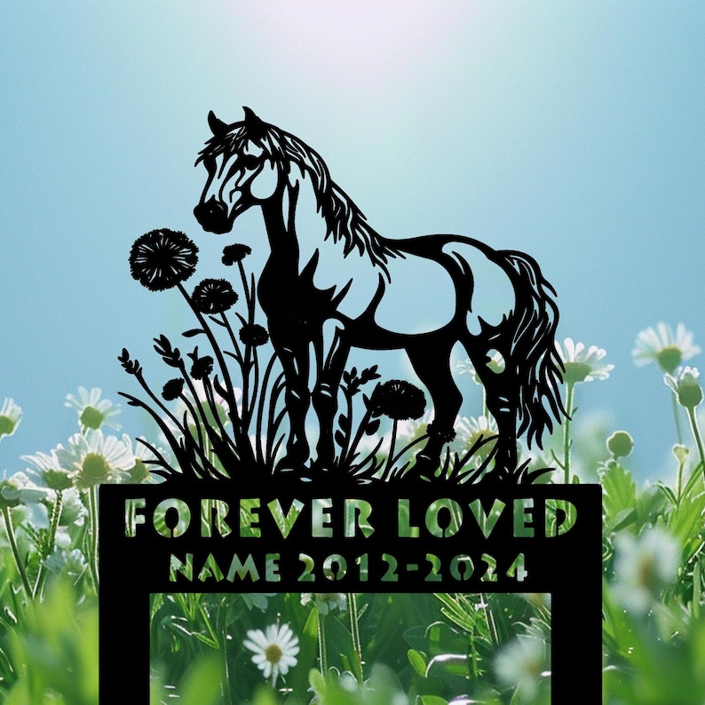 Personalized Horse Memorial Grave Marker With Dandelions, Forever Loved ...