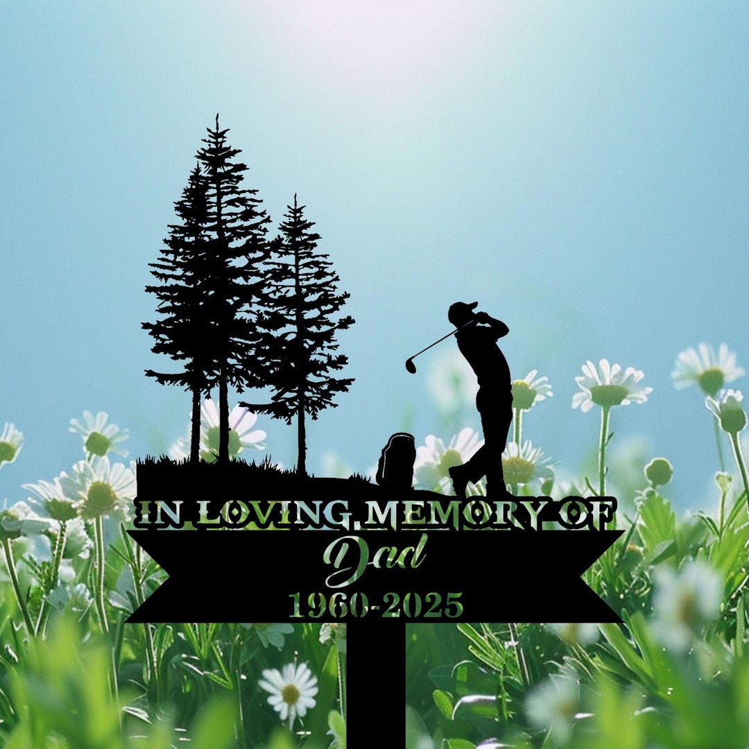Personalized Golf Memorial Stake, Custom Golf Swing Cemetery Tribute ...