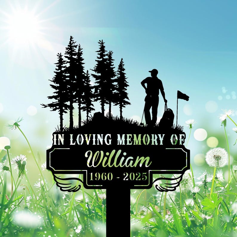 Personalized Golf Memorial Stake, Custom Golfing Sign, Sympathy Sign ...