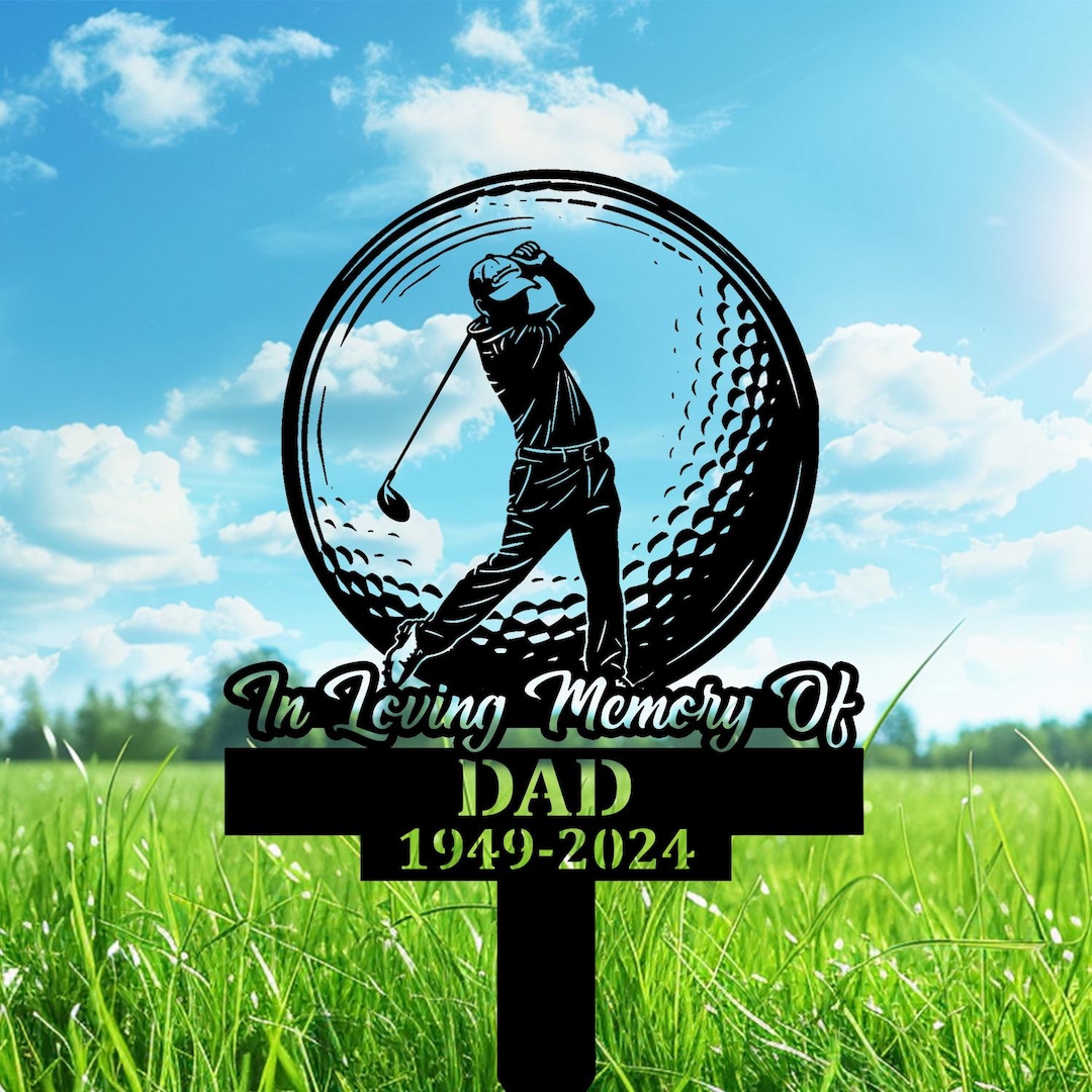 Personalized Golfer- Golf Ball in Logo Style Memorial Metal Stake, Golf ...
