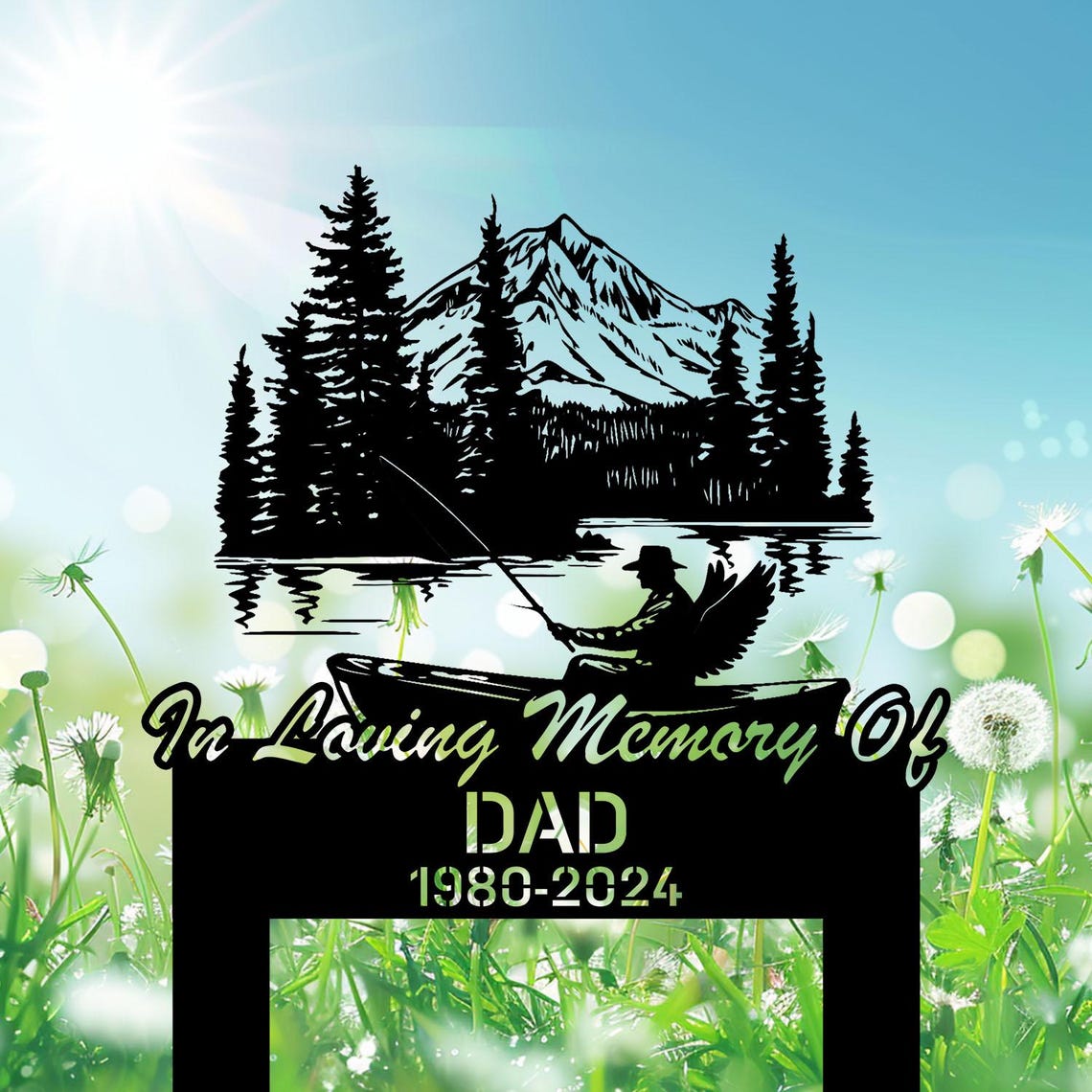 Personalized Fisherman Grave Marker, in Loving Memory Dad Fishing in ...
