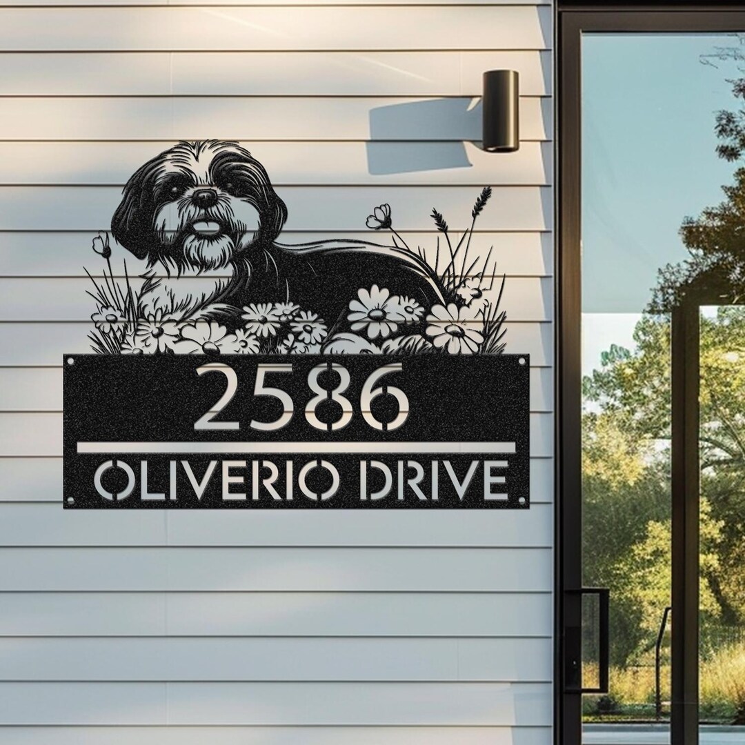 Custom Shih Tzu House Number Metal Address Sign,dog Home Number With ...