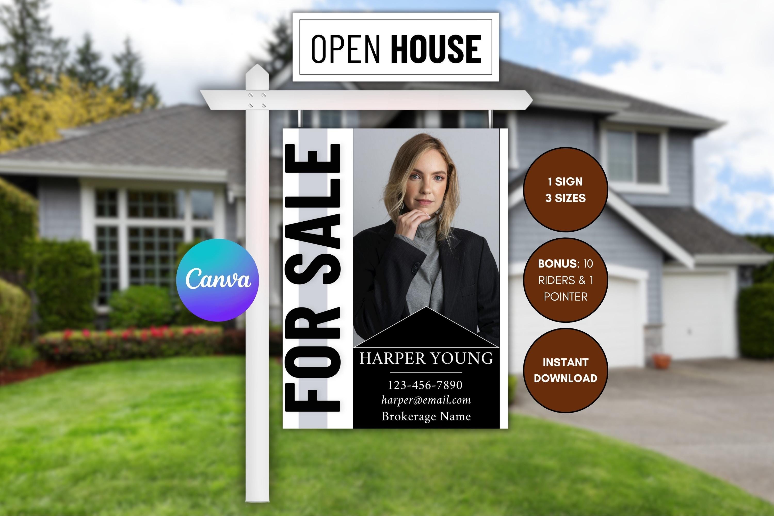 Editable Real Estate Yard Sign Template Bundle: Modern Canva Design ...