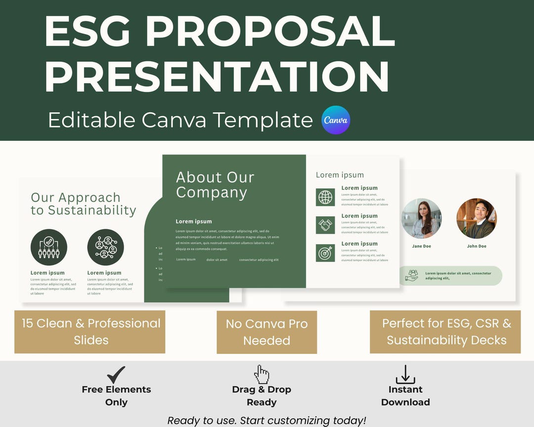 ESG Proposal Presentation Template | Editable in Canva | Corporate ...
