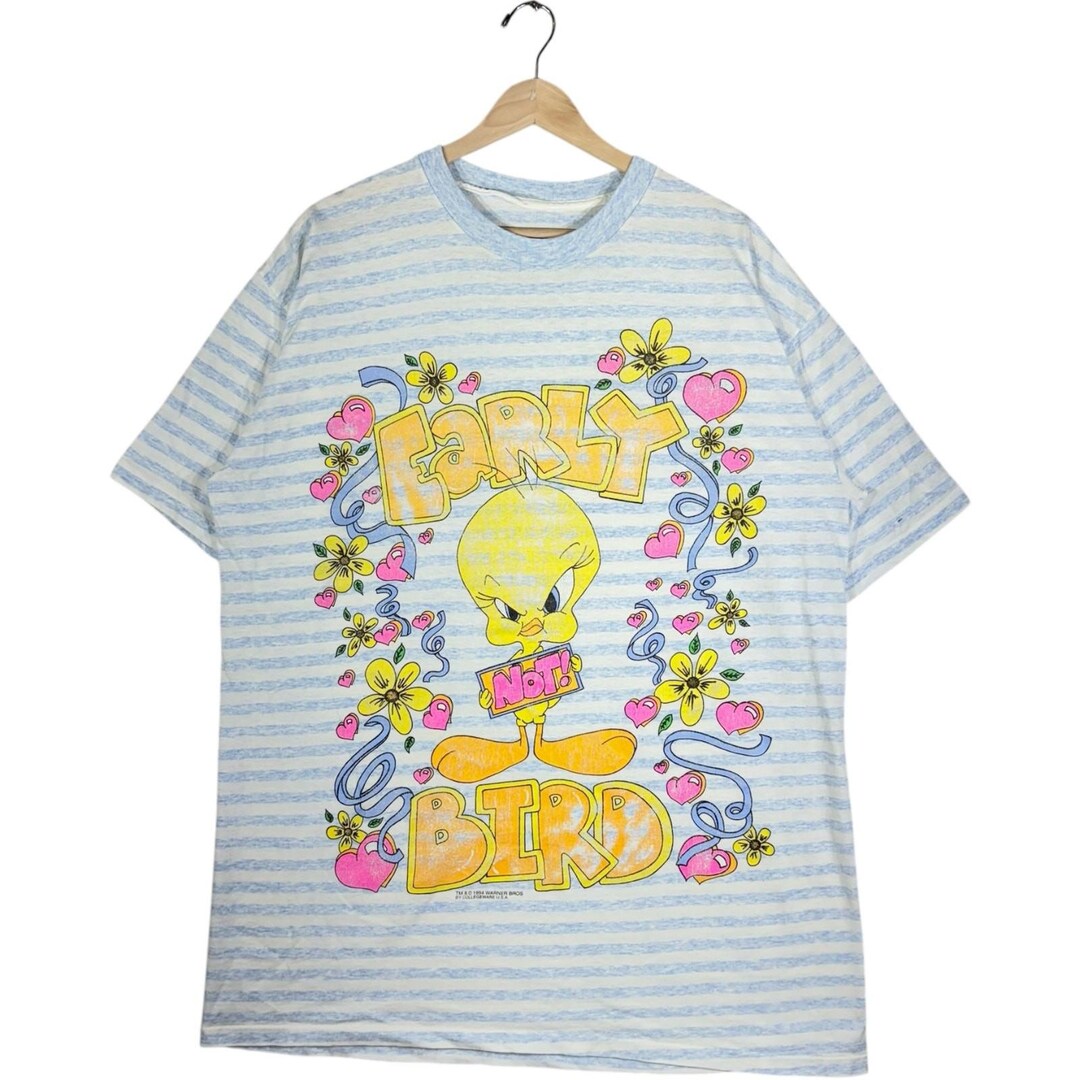Vintage Looney Tunes Tweety Early Bird Striped Tee White Men's XXL - Etsy