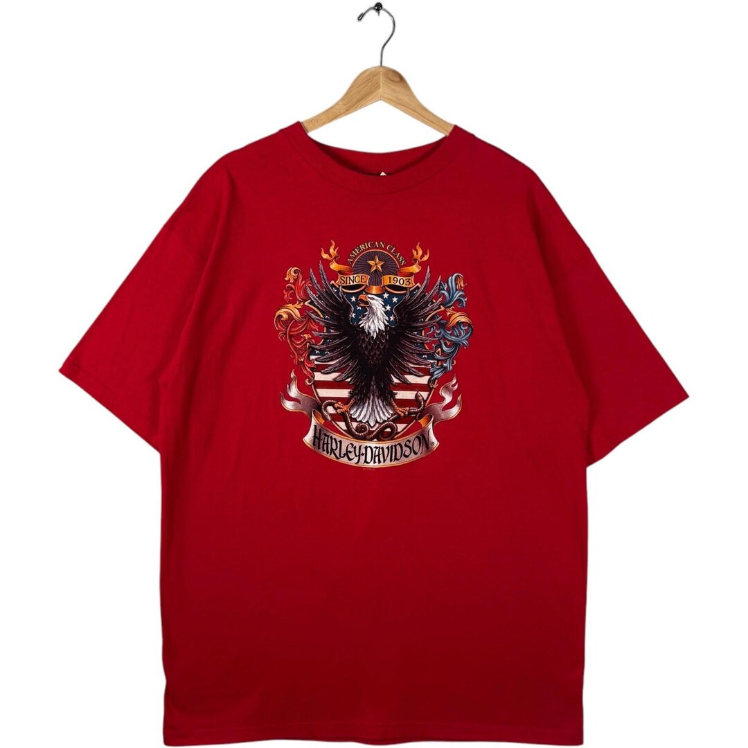 Vintage Harley Davidson Eagle Crest American Flag Tee XL - Etsy