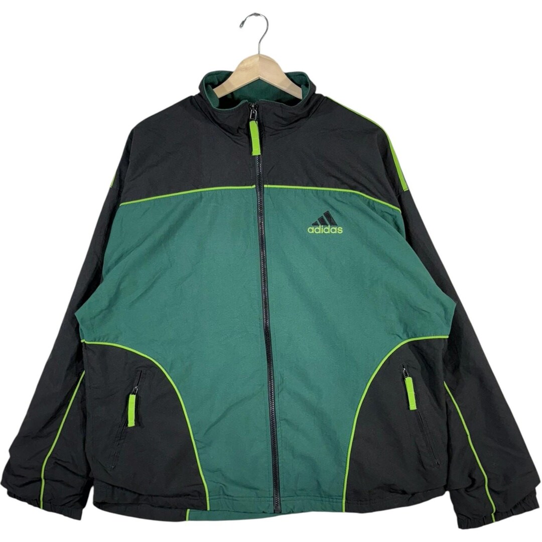 Men's Vintage Adidas Mini Logo Green/black Full Zip Windbreaker L - Etsy