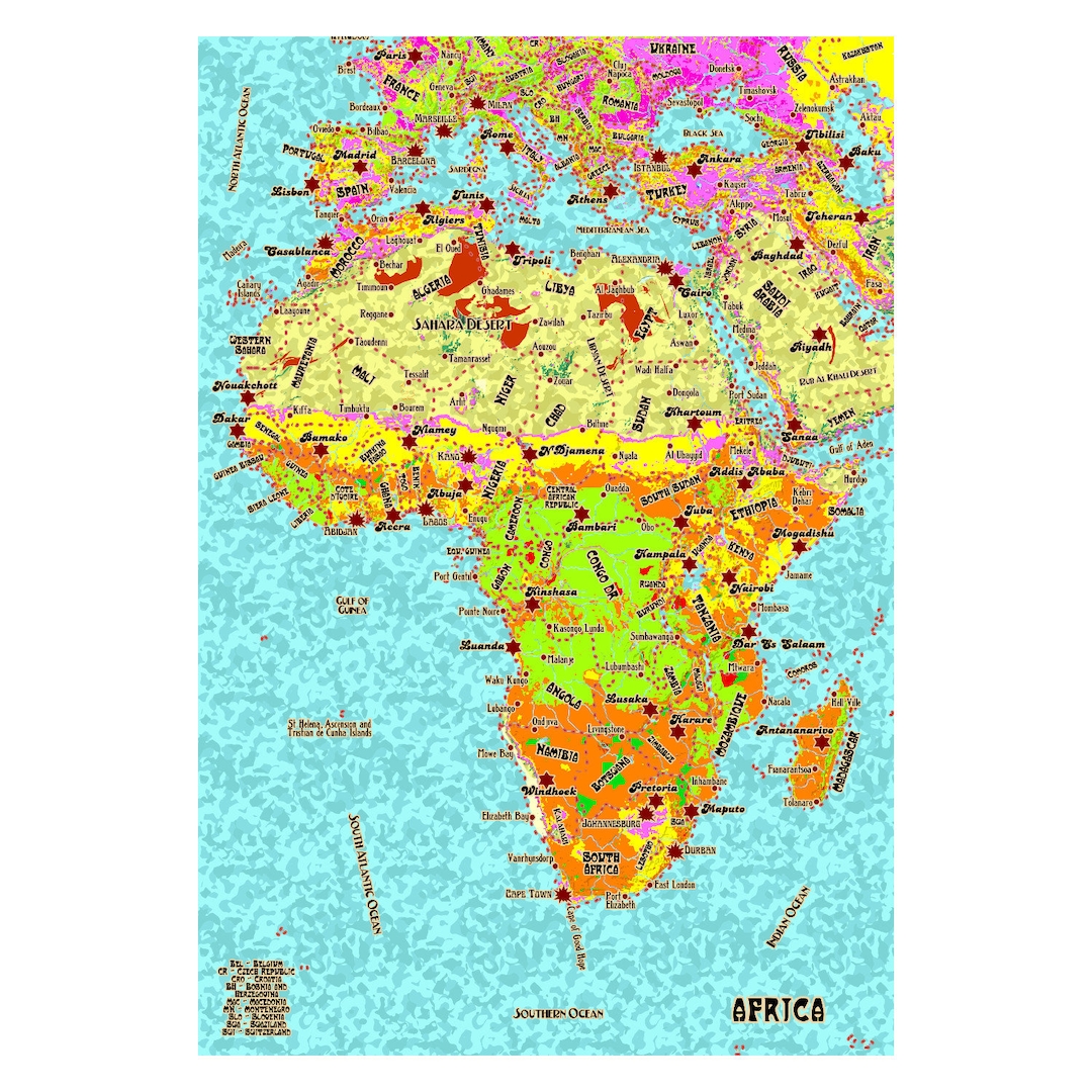 AFRICA Map 7G - Leather Photo Album, Handmade and Personalized Travel ...
