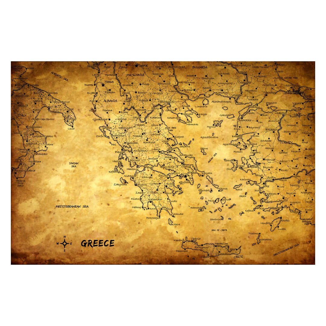 GREECE Map 5G - Leather Photo Album, Handmade and Personalized Travel ...