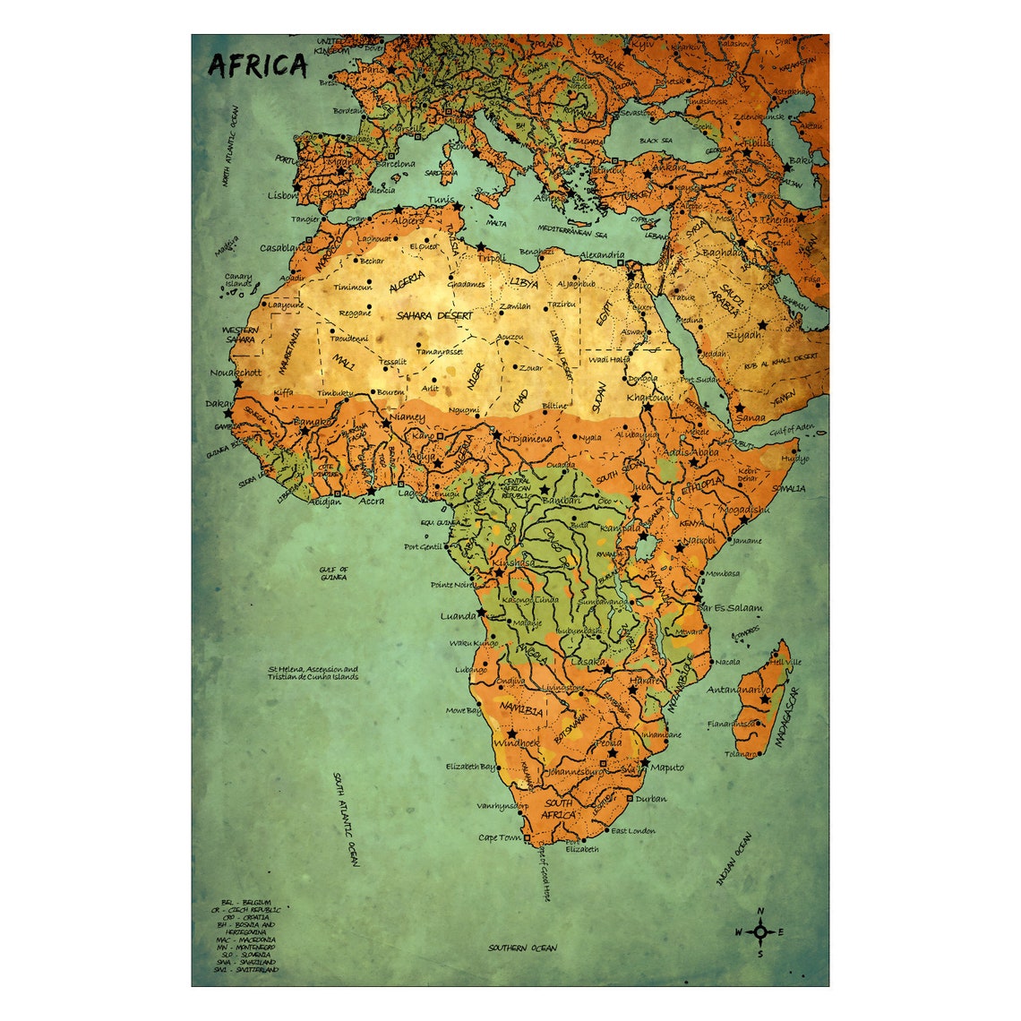 AFRICA Map 15G Handmade Leather Photo Album Travel Art - Etsy