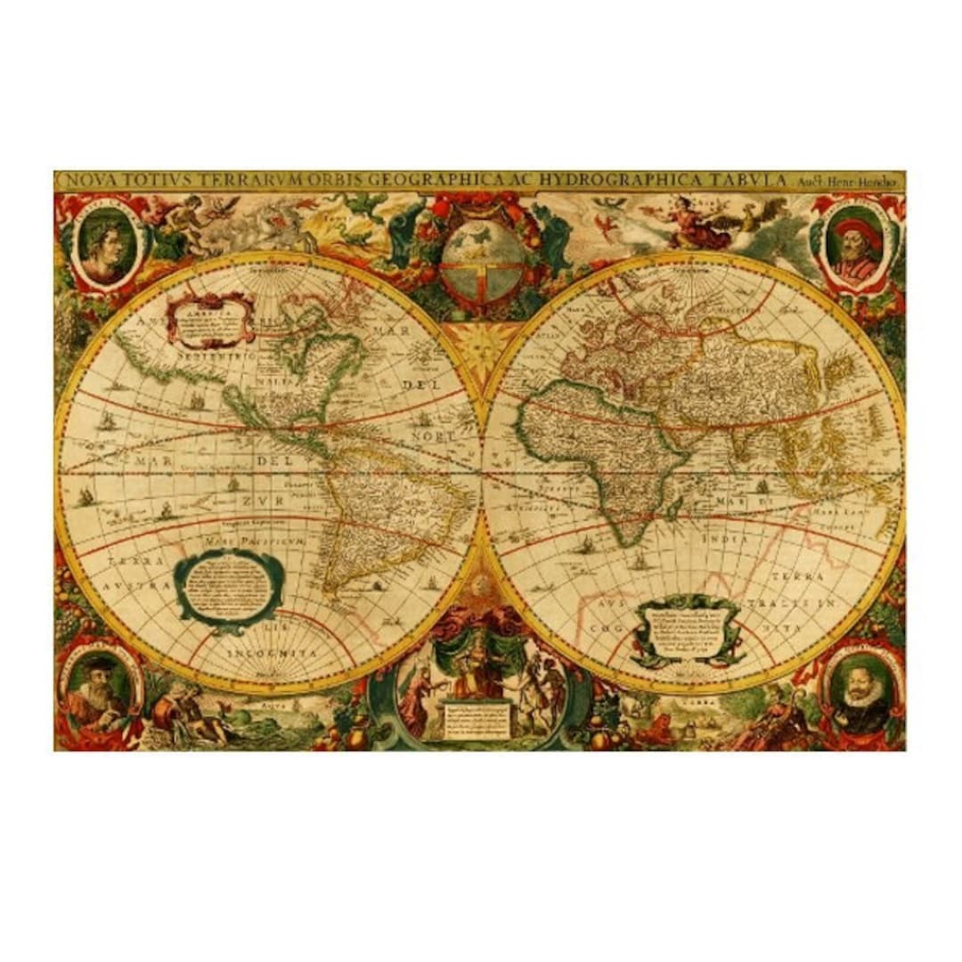 ANTIQUE WORLD MAP 6ms Leather Photo Album, Personalized Scrapbook Album ...