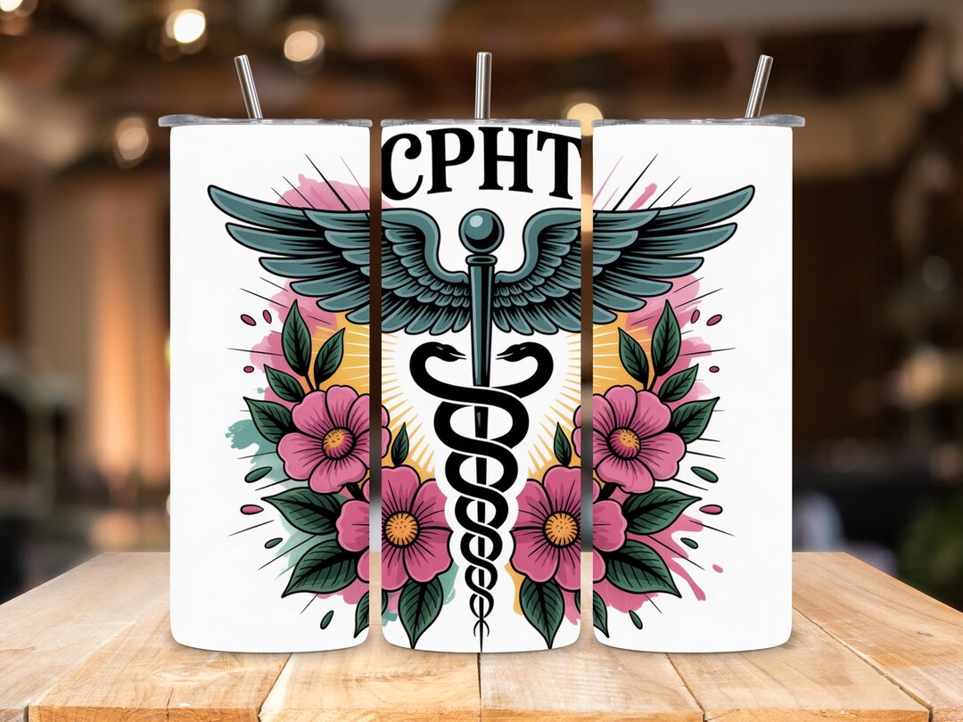 CPHT Tumbler Wrap: Caduceus Floral Design (PNG Digital Download for ...