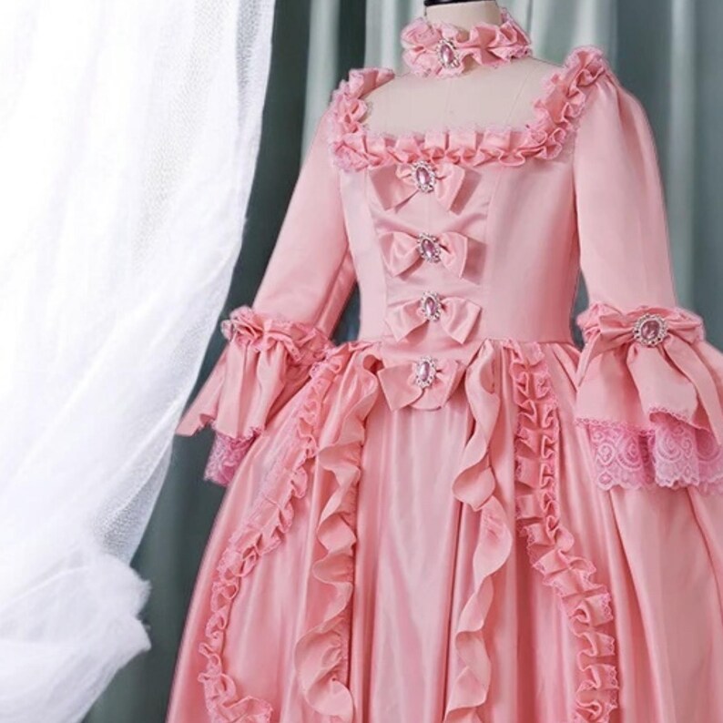 Marie Antoinette Dress Rococo Pink Gown With Lace Trim – Baroque ...