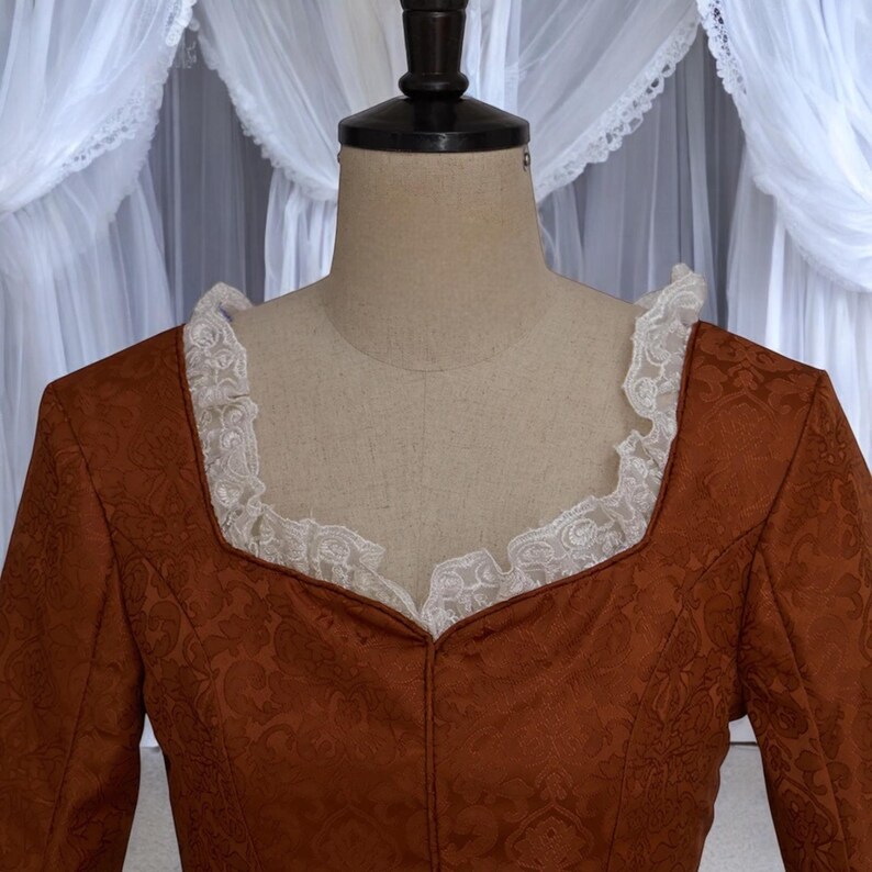 Rust Ball Gown Rococo Dress – 18th Century Baroque Gown With Lace Trim ...