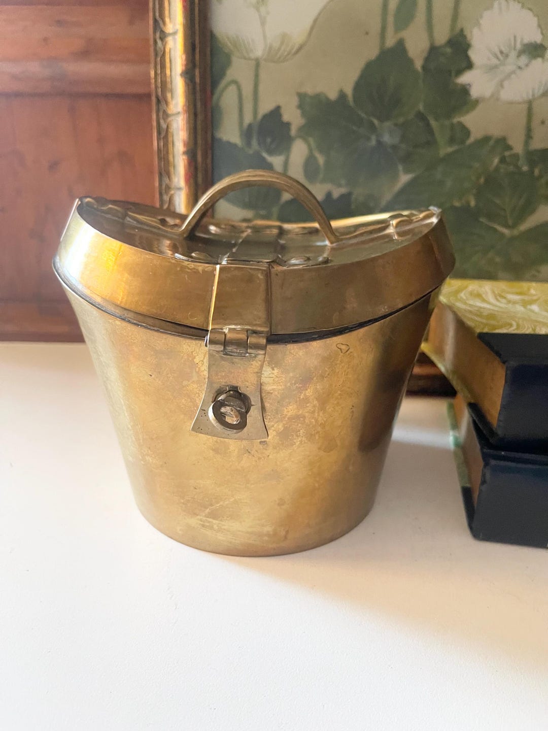 Vintage Mottahedeh Hat Box Style Brass Lidded Box, Victorian Hat Box ...