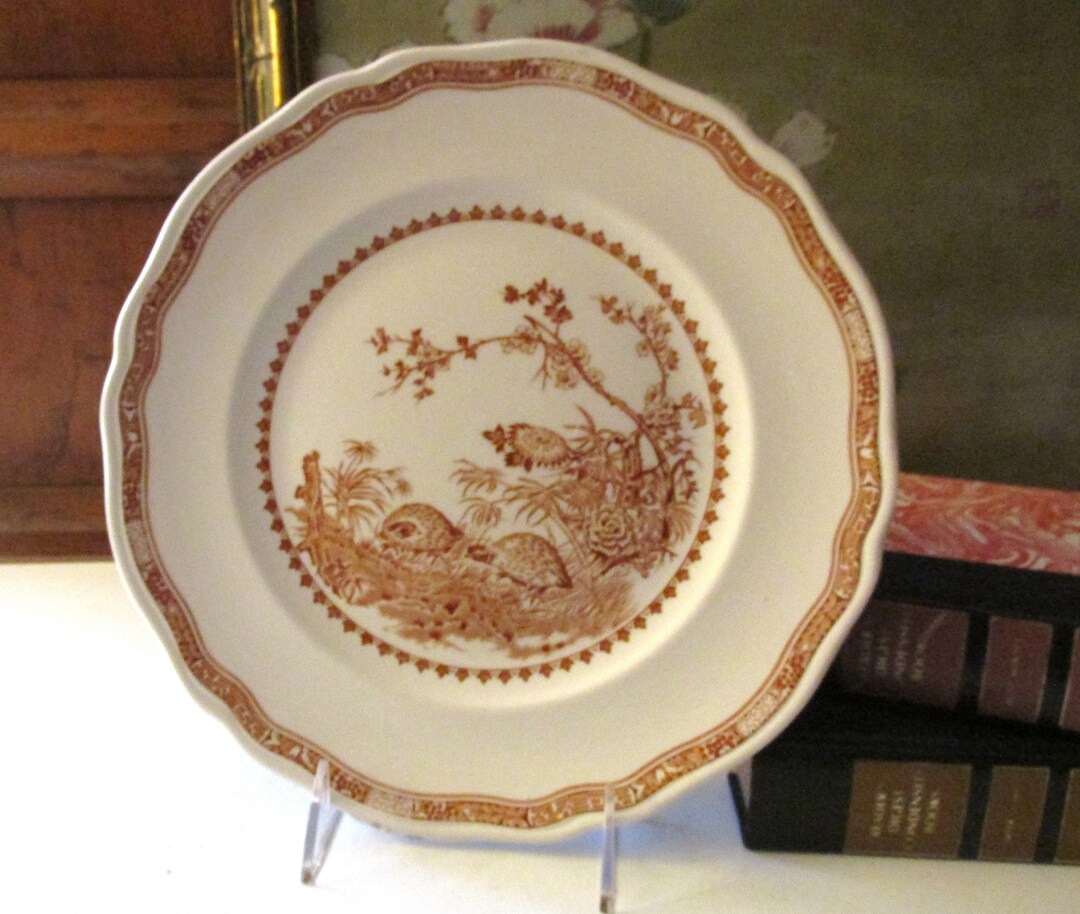 Vintage Furnival Quail Dinner Plate, Chinoiserie Brown Transferware ...