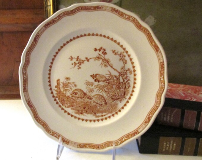 Vintage Furnival Quail Dinner Plate, Chinoiserie Brown Transferware ...
