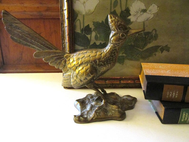 Vintage Brass Road Runner Sculpture Hollywood Regency Brass - Etsy